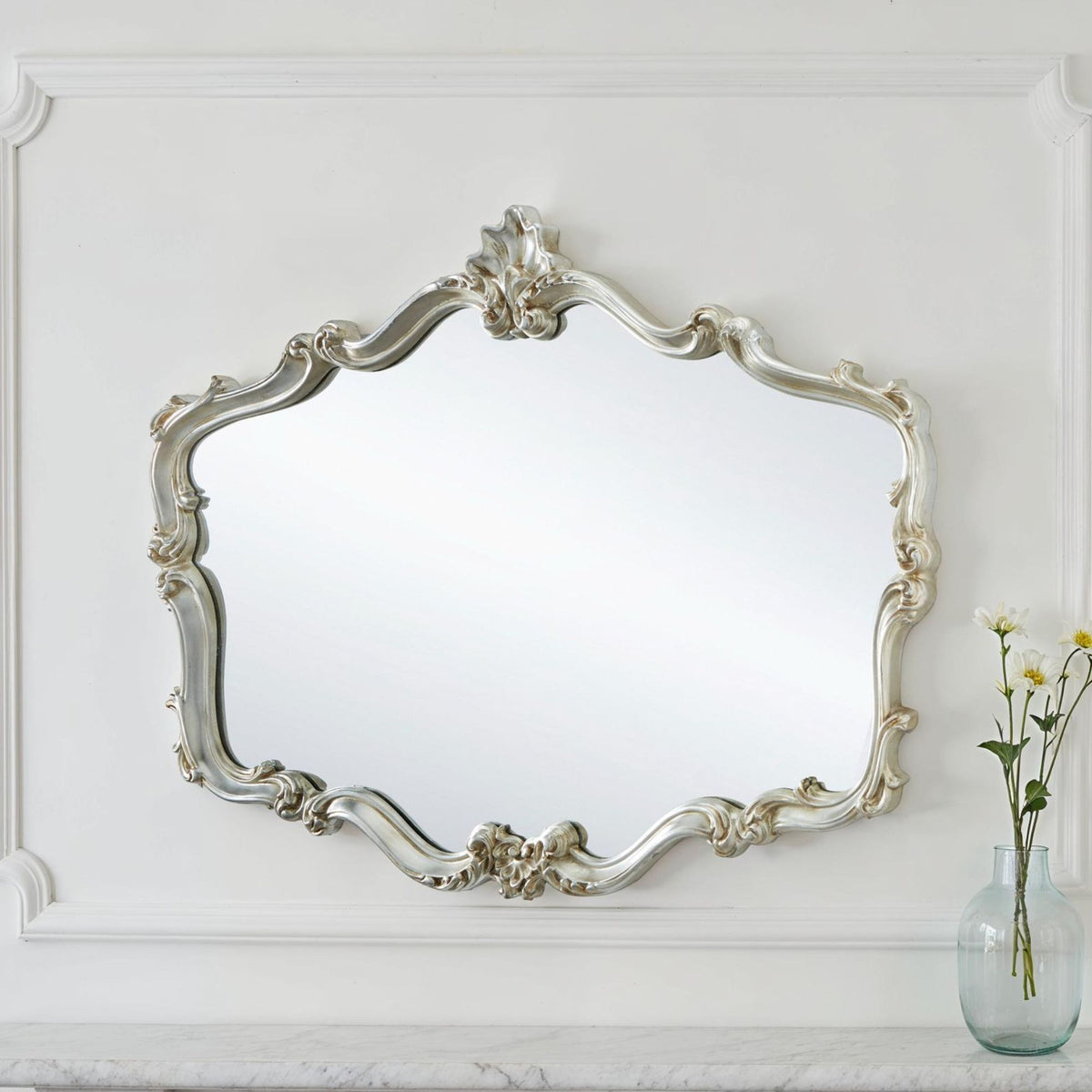 Carved Traditional Silver Landscape Mirror – Decorative Mirrors Online