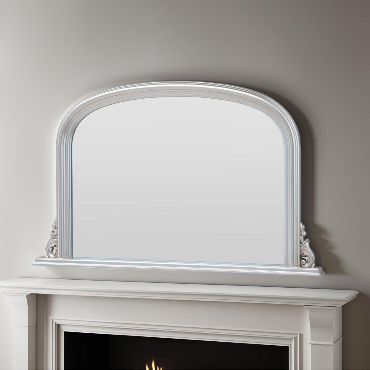 Mia Classic Silver Arched Overmantle Mirror – Decorative Mirrors Online