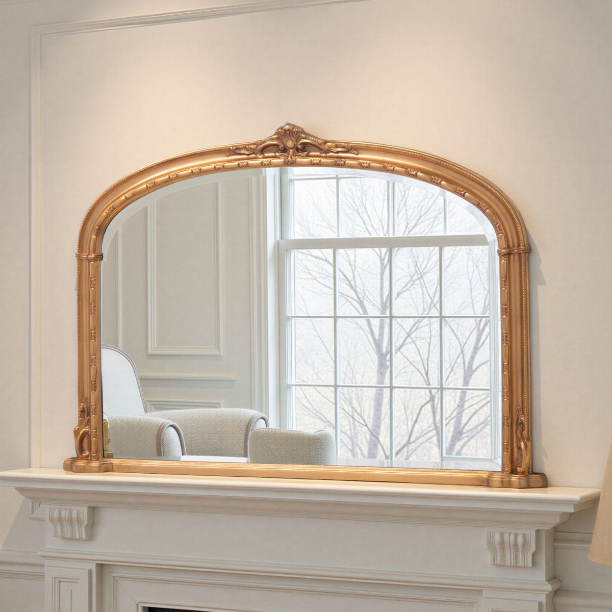 Victorian Arched Gold Bevelled Overmantle Mirror – Decorative Mirrors ...